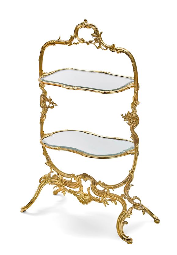 Bonhams : A Louis XV style gilt bronze and mirrored two tiered stand