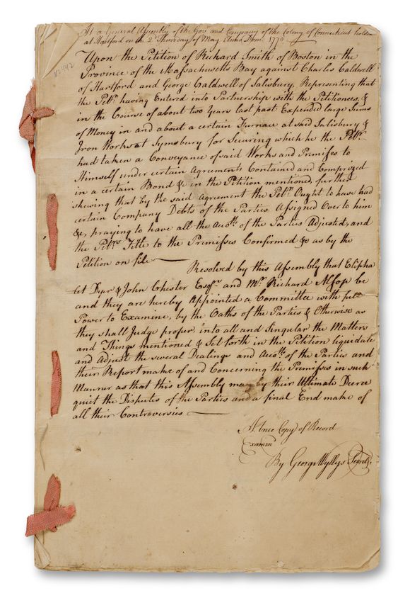 Bonhams : REVOLUTIONARY WAR: CANNON MANUFACTURE. Petition to the ...