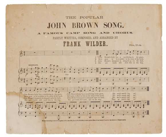 Bonhams : SONGS OF ABOLITIONISM AND THE CIVIL WAR. Three printed songs ...