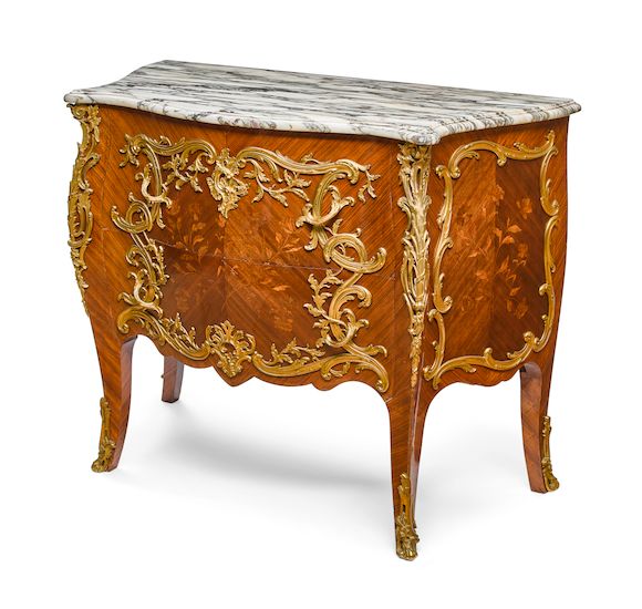 Bonhams : A Louis XV style gilt bronze mounted kingwood marquetry ...