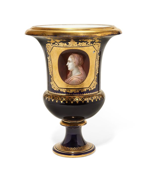 Bonhams : A SÃ¨vres style porcelain campana form portrait urn Early ...