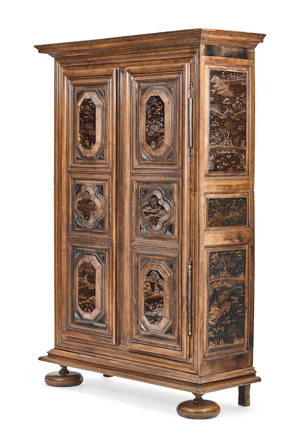 Bonhams : A Louis XIV walnut japanned armoire Late 17th/early 18th century