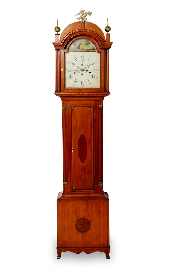 Bonhams : A Federal inlaid cherry musical tall case clock playing seven ...