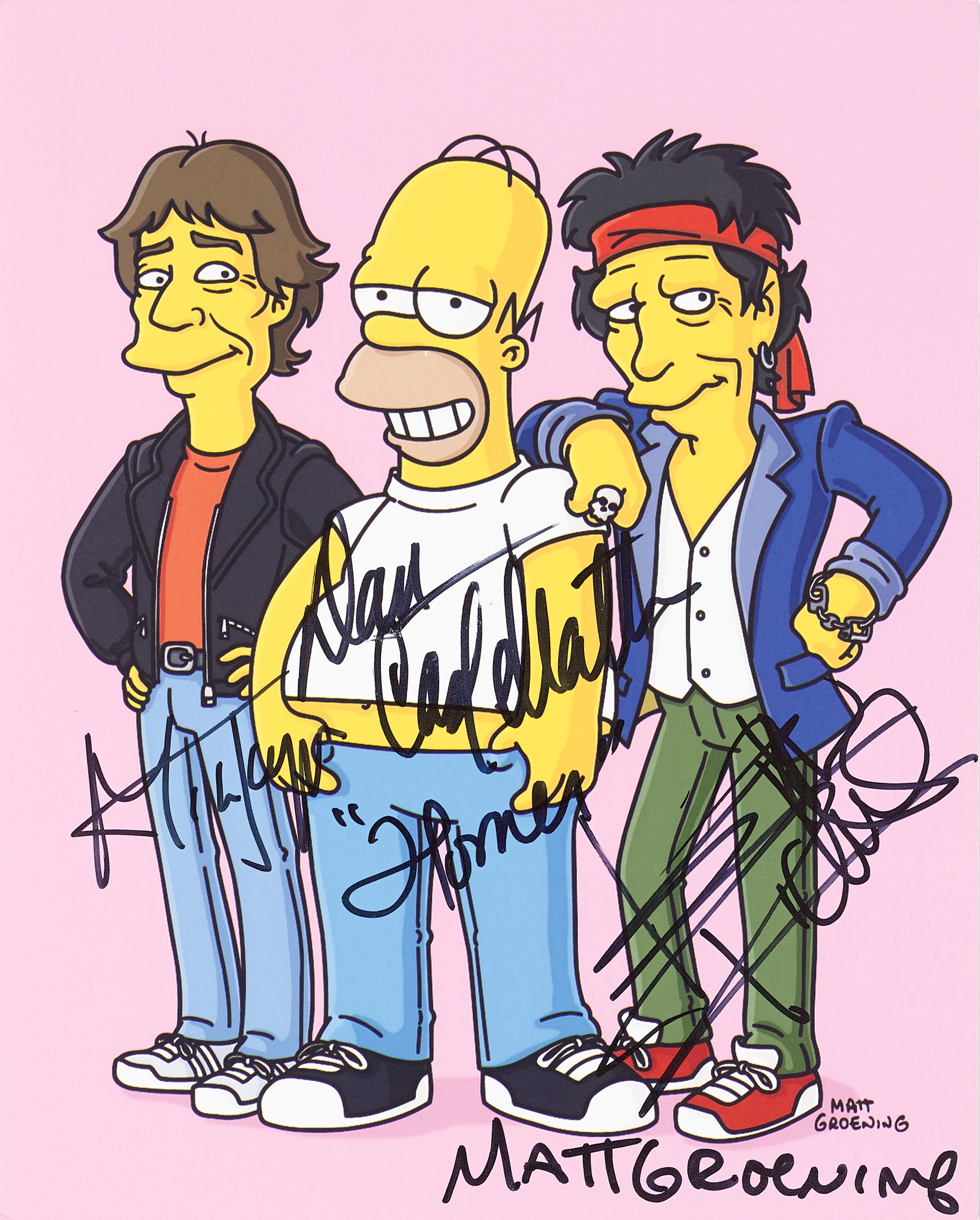 Bonhams : A signed print of Mick Jagger, Keith Richards, Matt Groening ...