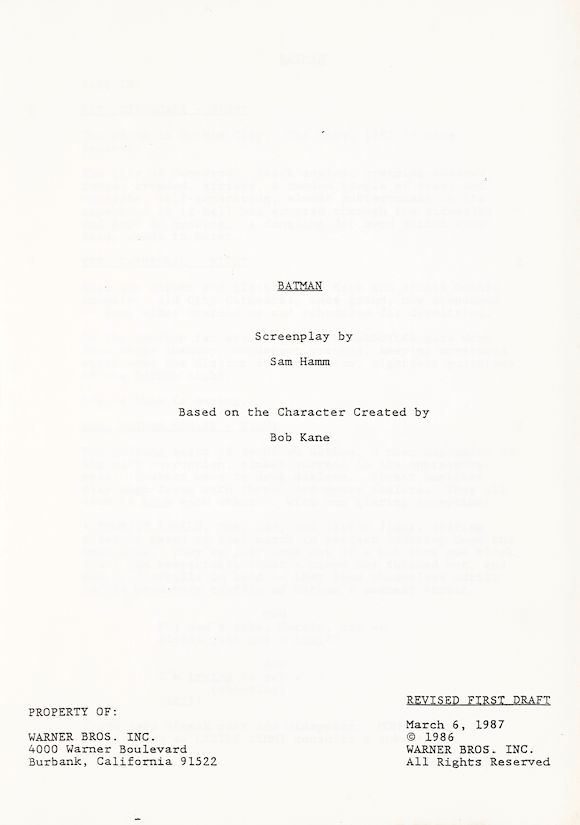 Bonhams : A Batman screenplay