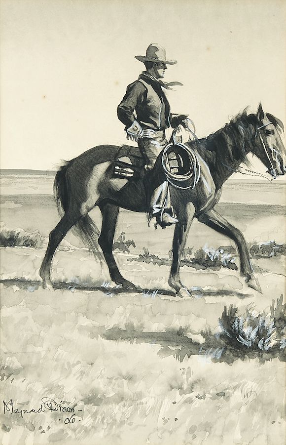 Bonhams : Maynard Dixon (1875-1946) Cowboy on horseback 11 1/2 x 7 1 ...