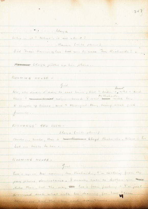 Bonhams : Joseph L. Mankiewicz's handwritten first draft of the All ...