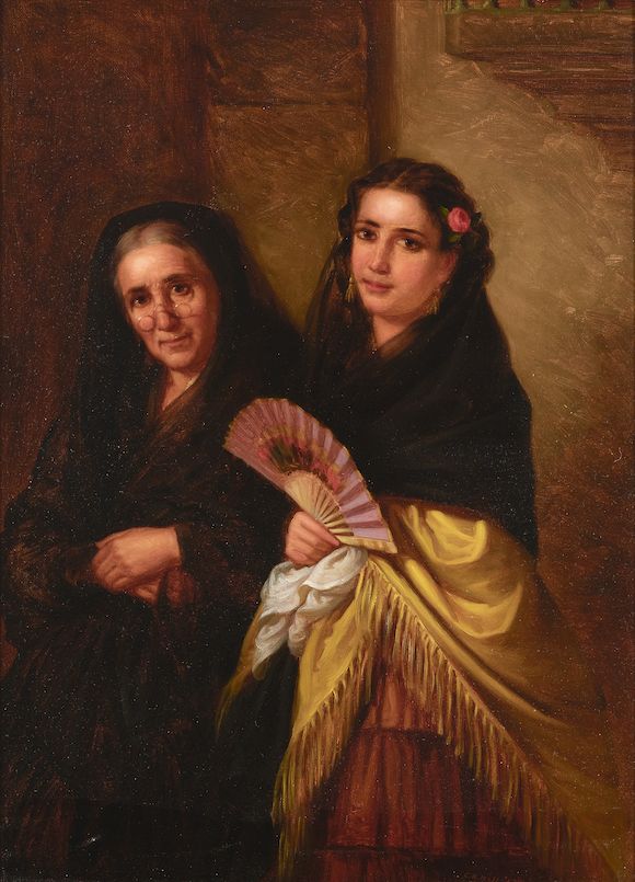Bonhams : George Henry Hall (1825-1913) Spanish Women 15 x 11in overall ...