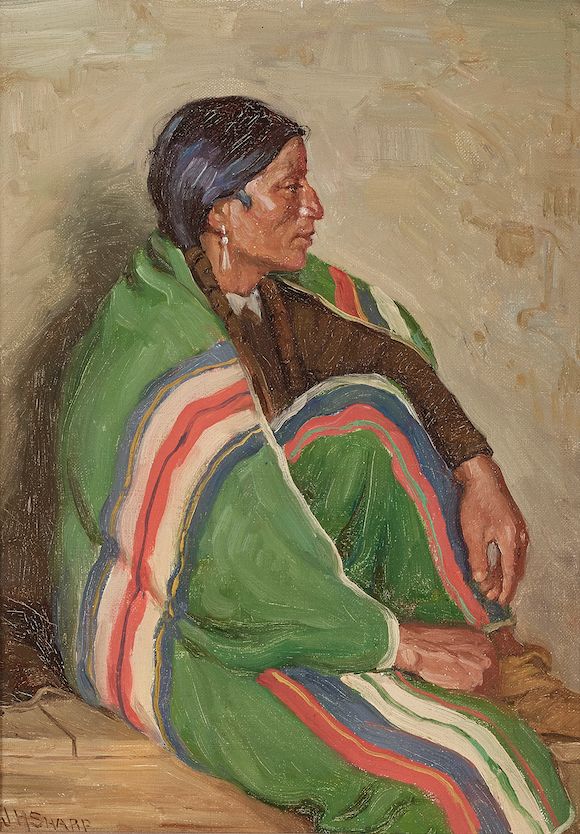 Bonhams : Joseph Henry Sharp (1859-1953) Taos Indian 14 x 10in overall ...