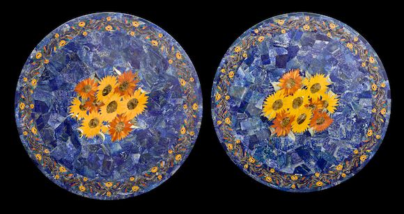 Bonhams : Two Lapis Lazuli and Jasper Intarsia Tabletops
