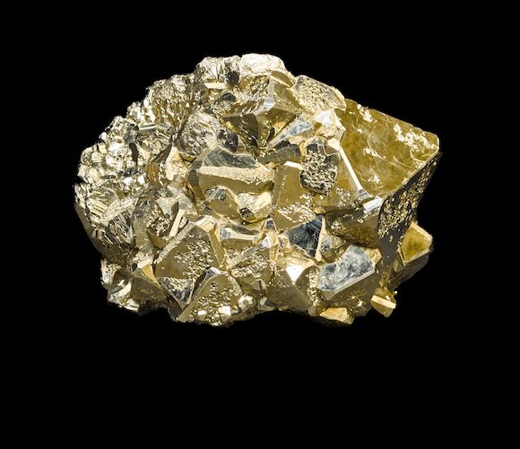 Bonhams : Large Pyrite with Triangular Crystals