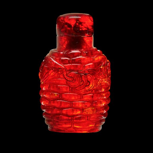 Bonhams : Carved Amber Snuff Bottle