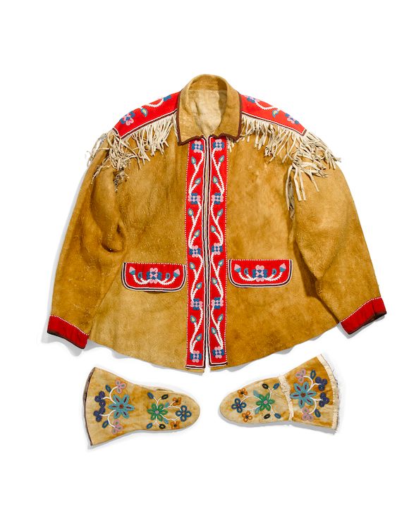 Bonhams : Two Cree beaded clothing items