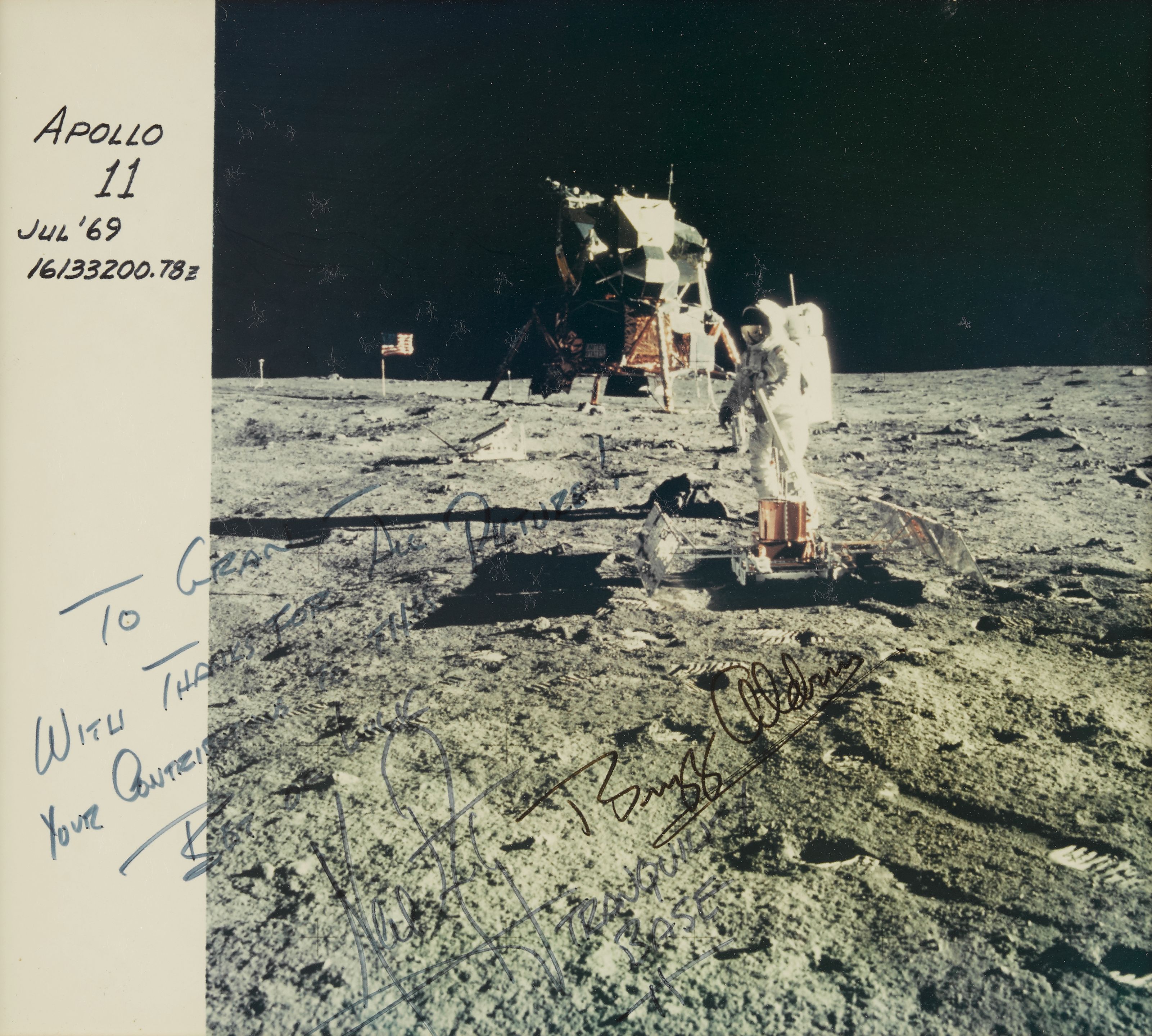 Bonhams : APOLLO 11 AT TRANQUILITY BASE, SIGNED.