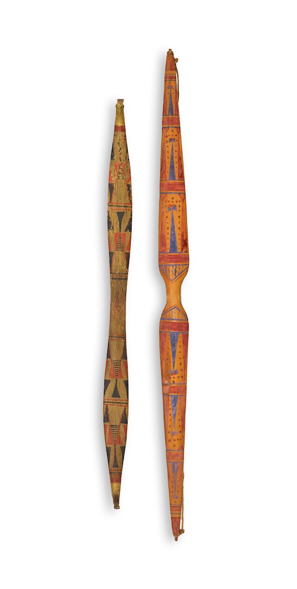 Bonhams : Two Modoc painted bows