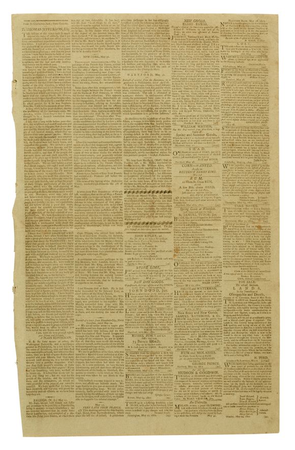 Bonhams : DEATH OF MARTHA WASHINGTON. The Connecticut Courant, vol ...