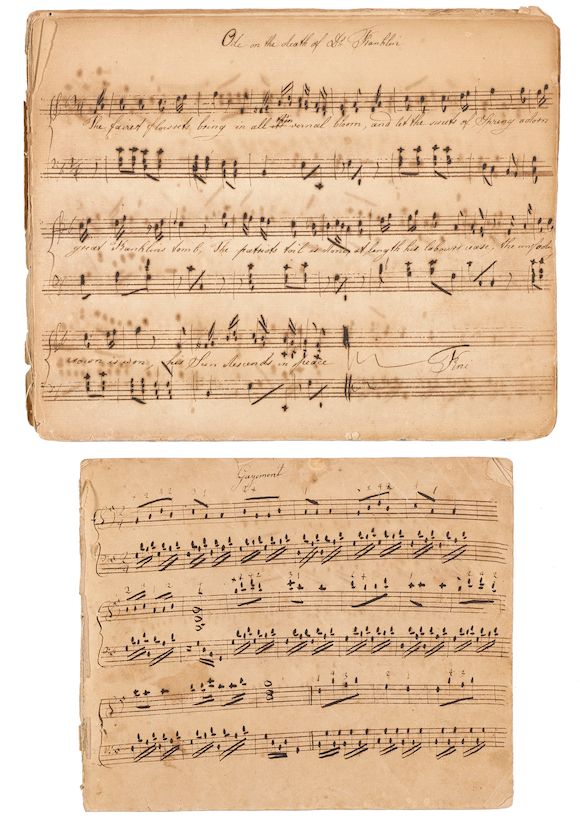 Bonhams : EARLY AMERICAN MUSICAL MANUSCRIPTS. 2 Holograph Musical ...