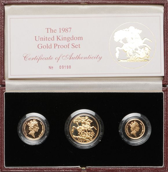 Bonhams : Great Britain, 1987, 1986, 3 Piece Gold Proof Sets, and 1987 ...