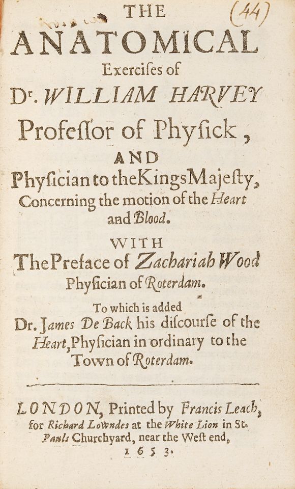 Bonhams : HARVEY, WILLIAM. 1578-1657. AND ZACHARIAH SYLVIUS. 1608-1664 ...