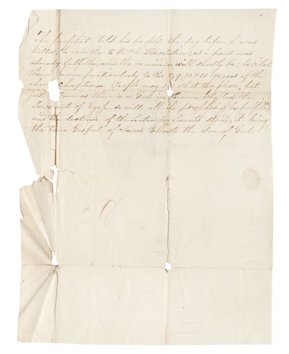 Bonhams : LAST WORDS OF JOSEPH SMITH. ALLEY, GEORGE. 1792-1859 ...