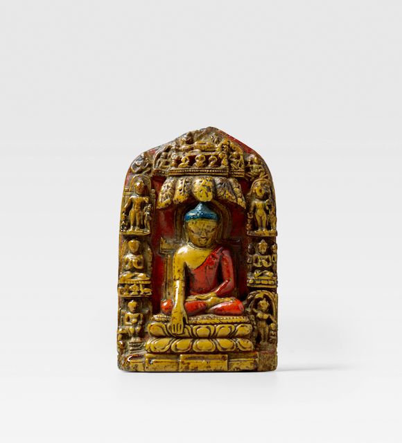 Bonhams : A STONE PLAQUE WITH SCENES FROM THE LIFE OF BUDDHA ...