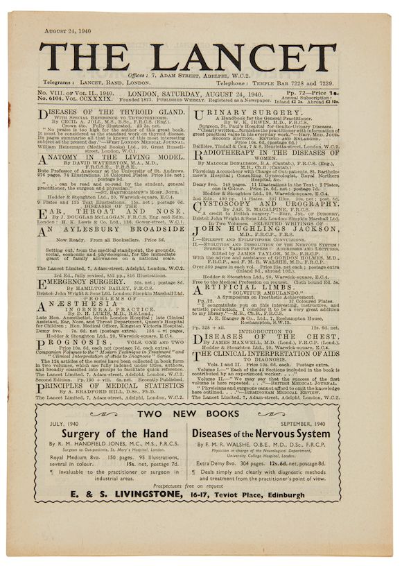 Bonhams : PENICILLIN. CHAIN, ERNST BORIS; FLOREY, HOWARD WALTER; ET AL ...