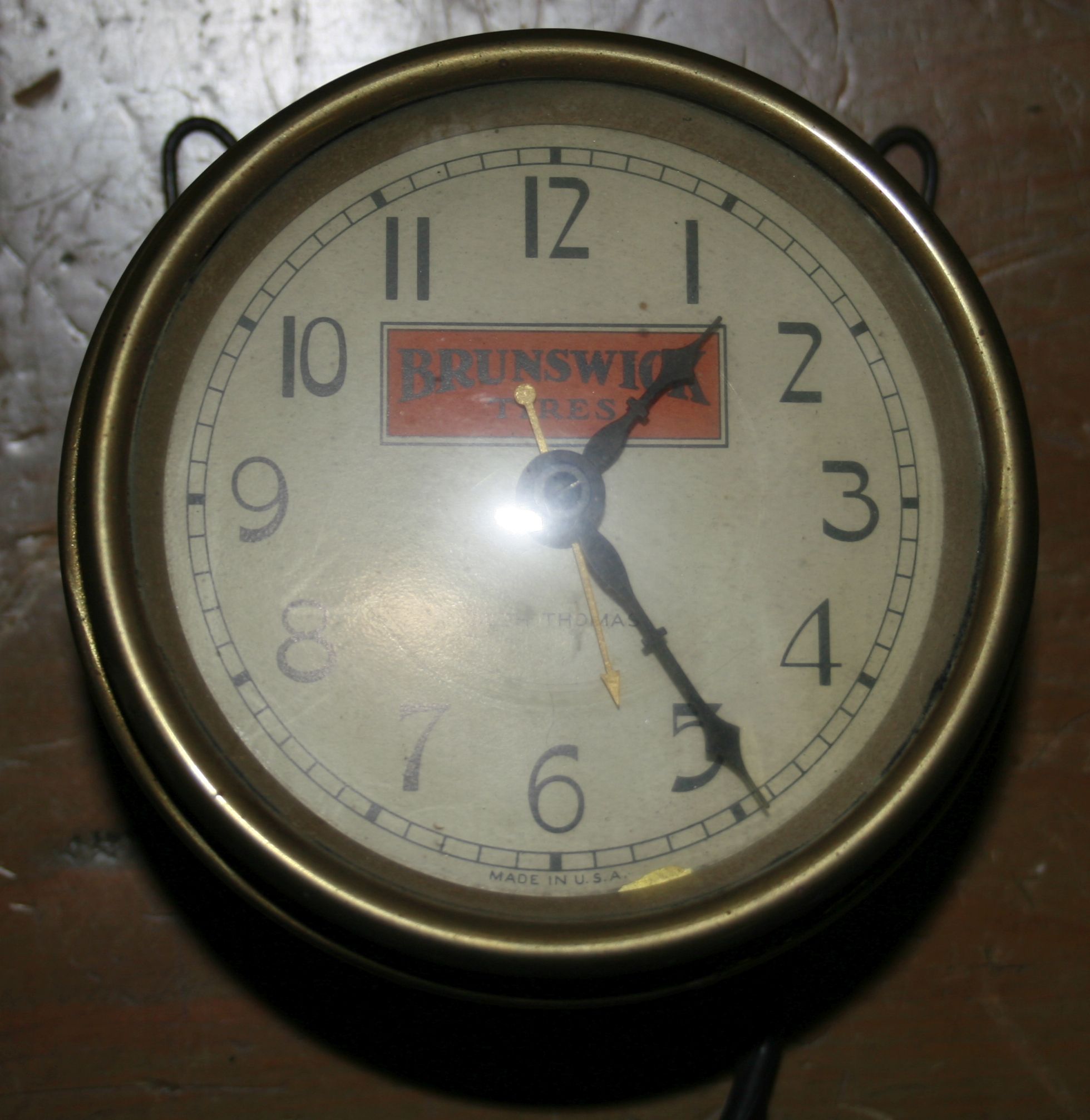 Bonhams Cars : A BRUNSWICK TYRES ADVERTISING CLOCK BY SETH THOMAS,