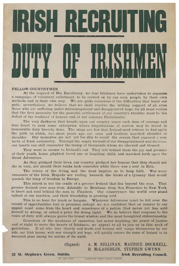 Bonhams : IRISH BRIGADE IN WORLD WAR II. IRISH RECRUITING COUNCIL ...