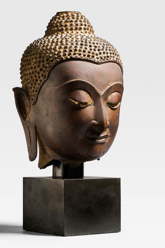 Bonhams : A COPPER ALLOY HEAD OF BUDDHA CENTRAL THAILAND, AYUTTHAYA ...