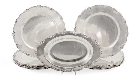 Bonhams : A set of twelve Peruvian 900 silver plates marked Welsch ...