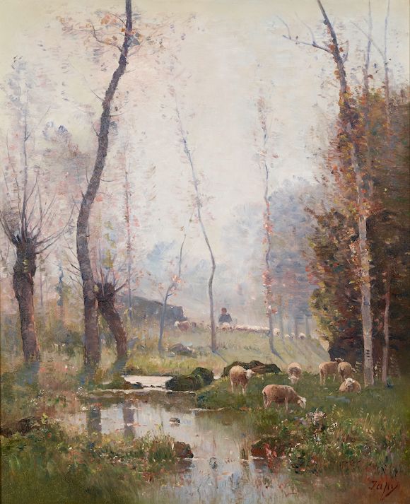 Bonhams : Louis Aimé Japy (Swiss, 1840-1916) A shepherd with his flock ...