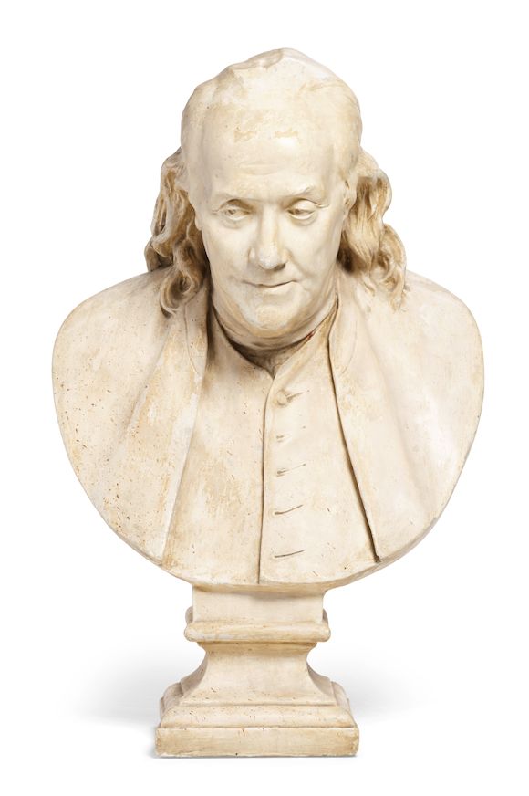 Bonhams : A painted plaster bust of Benjamin Franklin