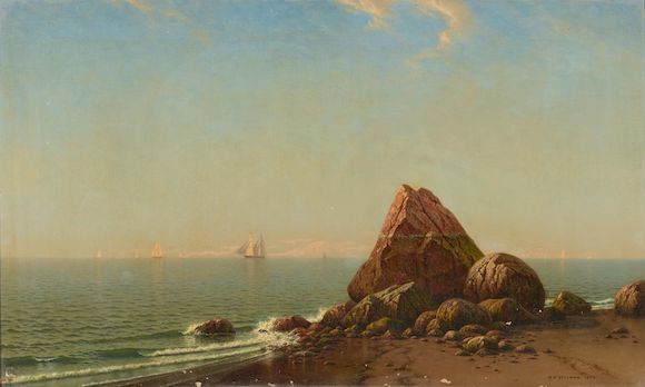Bonhams : Raymond Dabb Yelland (1848-1900) Coastal Scene 18 x 30in ...