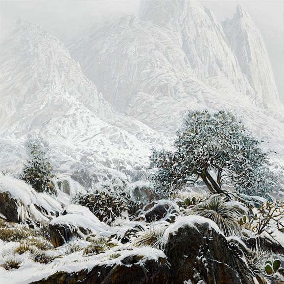 Bonhams : Wilson Hurley (1924-2008) Snow at La Cueva 48 x 48in (Painted ...