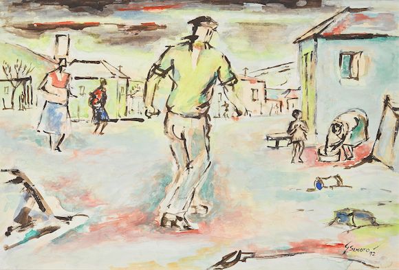 Bonhams : Gerard Sekoto (South African, 1913-1993) Township Scene