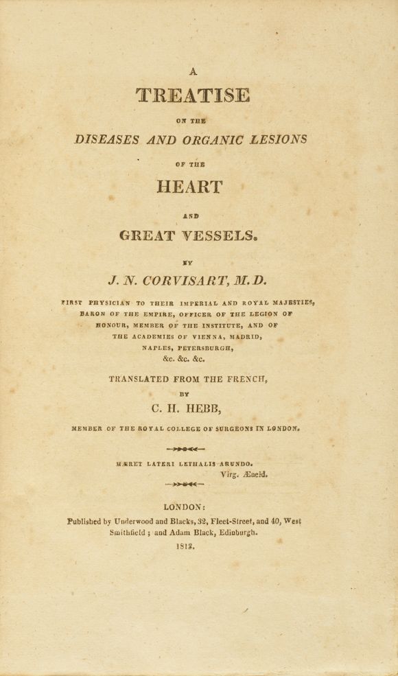 Bonhams : CORVISART, JEAN NICOLAS. 1755-1821. HEBB, C.H.. TRANSLATOR. A ...