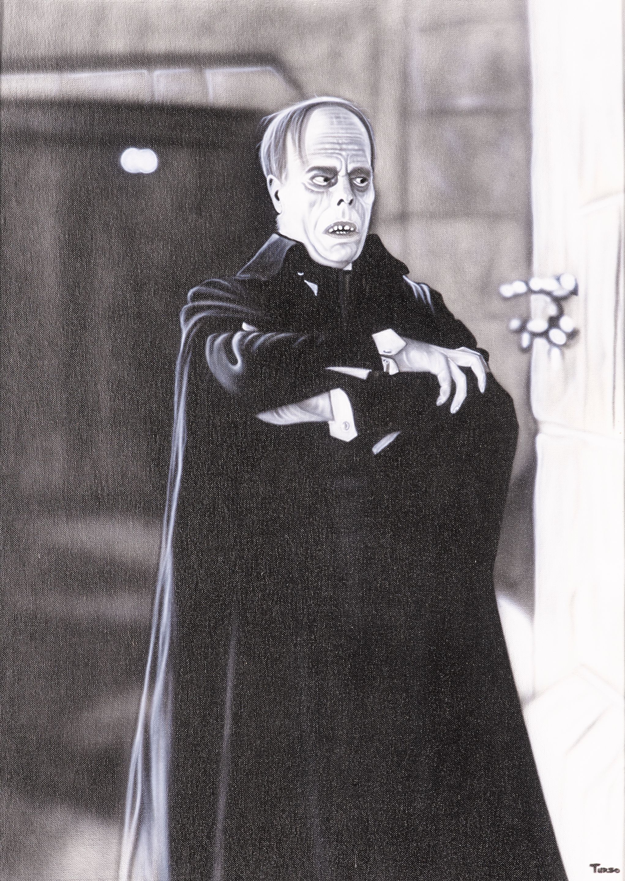 Bonhams : A Painting of Lon Chaney in The Phantom of the Opera