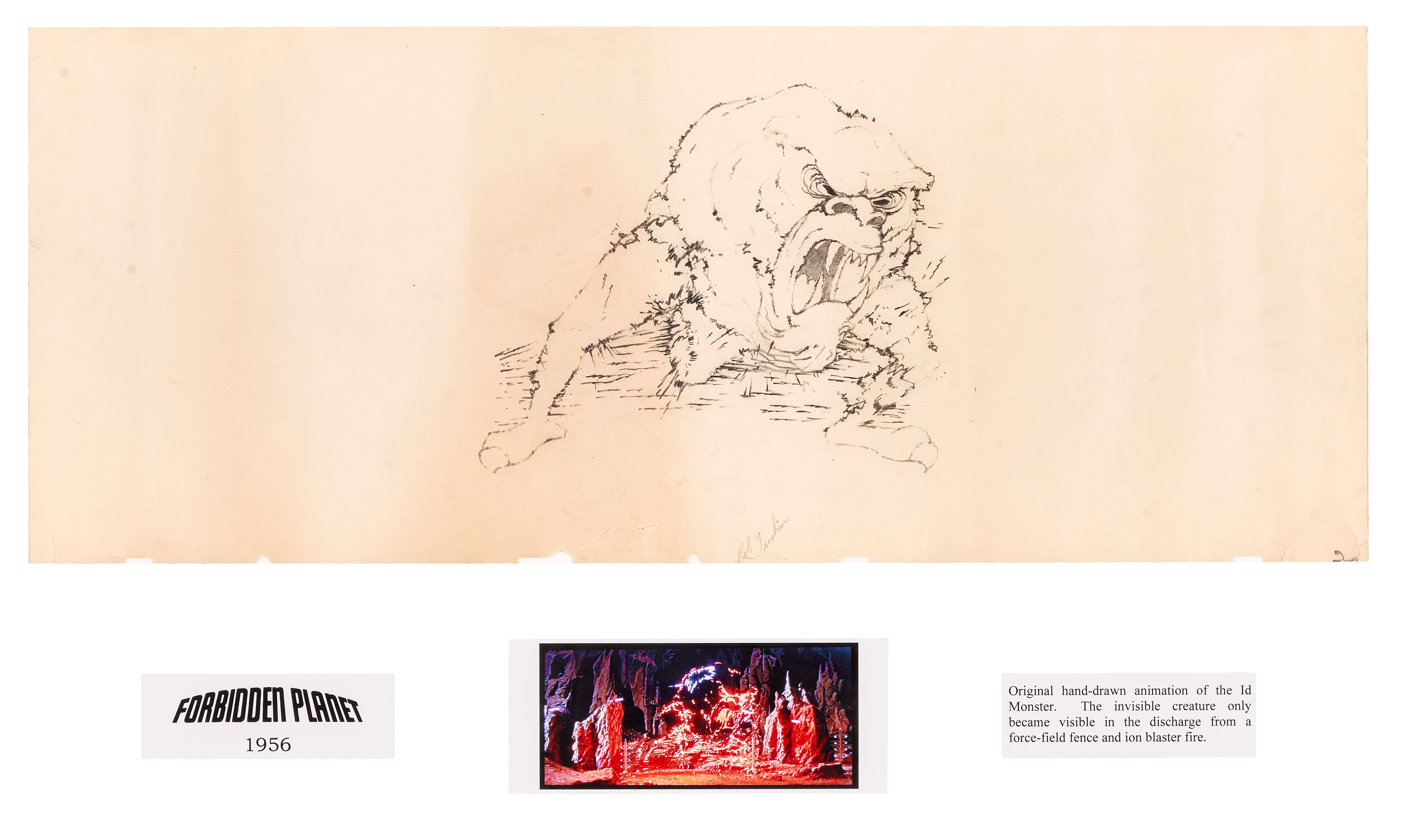 Bonhams : A Forbidden Planet animation drawing of the Id monster