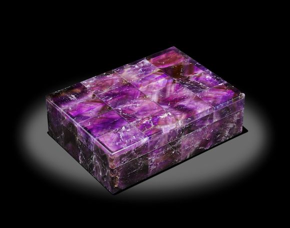 Bonhams : Small Amethyst Intarsia Box