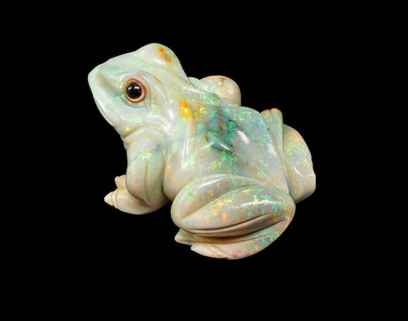 Bonhams : Carved Andamooka Opal Frog