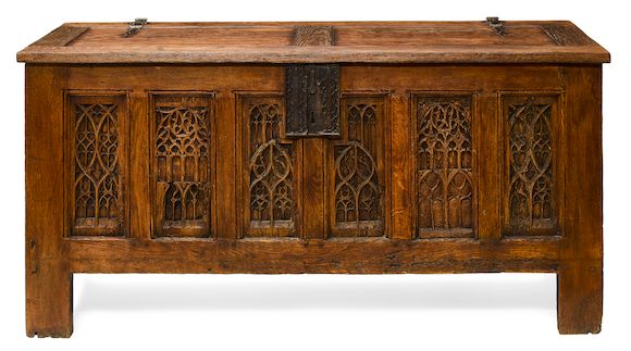 Bonhams : A Medieval Oak Coffer 15th century and later