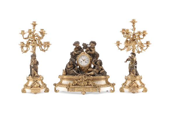 Bonhams : A Fine Napoleon III Gilt, Patinated Bronze And Marble Clock ...