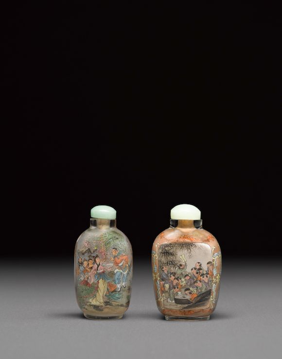 Bonhams : Two contemporary inside-painted glass snuff bottles (2)