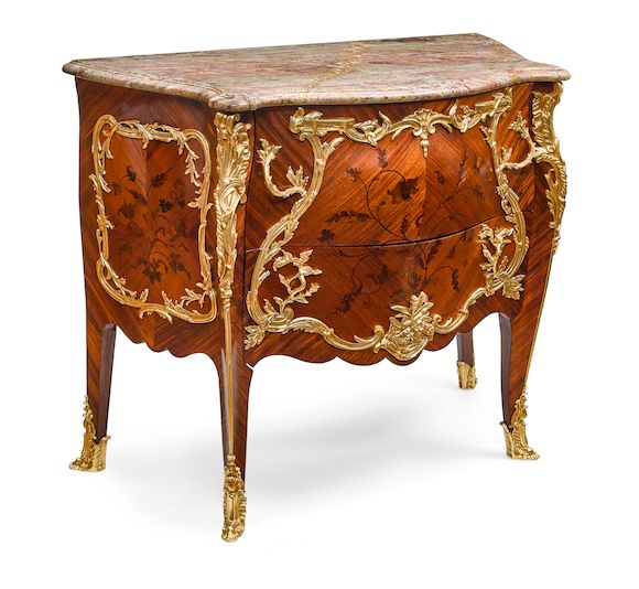 Bonhams : A LOUIS XV STYLE GILT BRONZE MOUNTED AND MARQUETRY MARBLE TOP ...