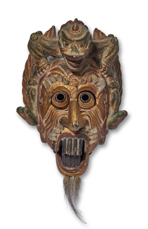 Bonhams : Kano Tessai (1845-1925) A miniature Ranryo-o maskMeiji (1868 ...