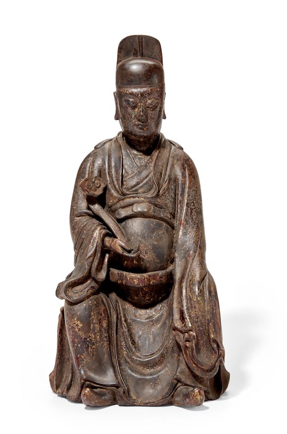 Bonhams : A GILT-LACQUERED BRONZE FIGURE OF WENCHANG Ming dynasty