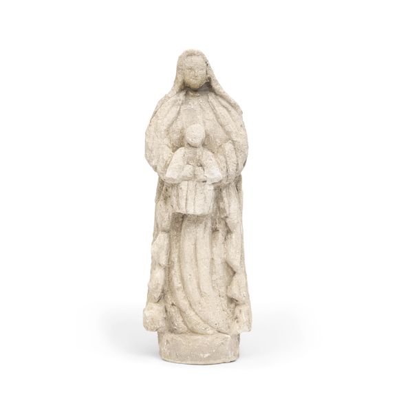 Bonhams : A Carved Limestone Figure of the Virgin and Child Probably ...