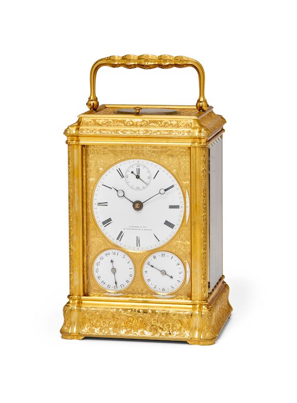 Bonhams : A fine engraved gilt bell striking grande sonnerie repeating ...