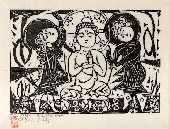 Bonhams : Munakata Shiko (1903-1975) A woodblock printShowa period ...