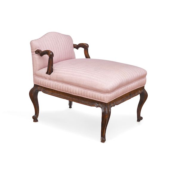 Bonhams : A Continental Rococo carved walnut chaise lounge 18th/19th ...